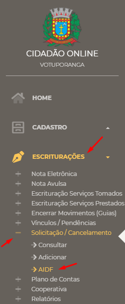 Solicitação de AEDF/AIDF - Votuporanga/SP – Central de Ajuda